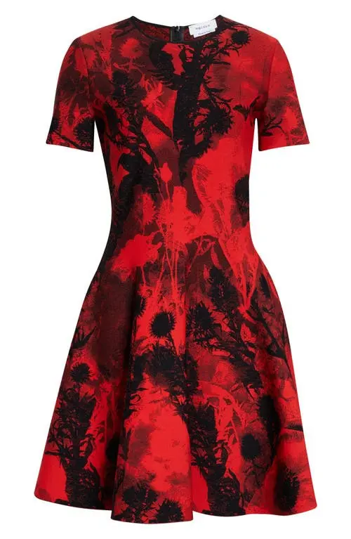 Alexander McQueen Floral Jacquard Mini Sweater-dress - Red/black