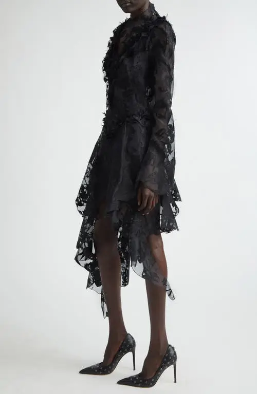 Alexander McQueen Long Sleeve Devoré Dress