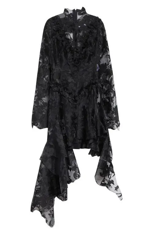 Alexander McQueen Long Sleeve Devoré Dress