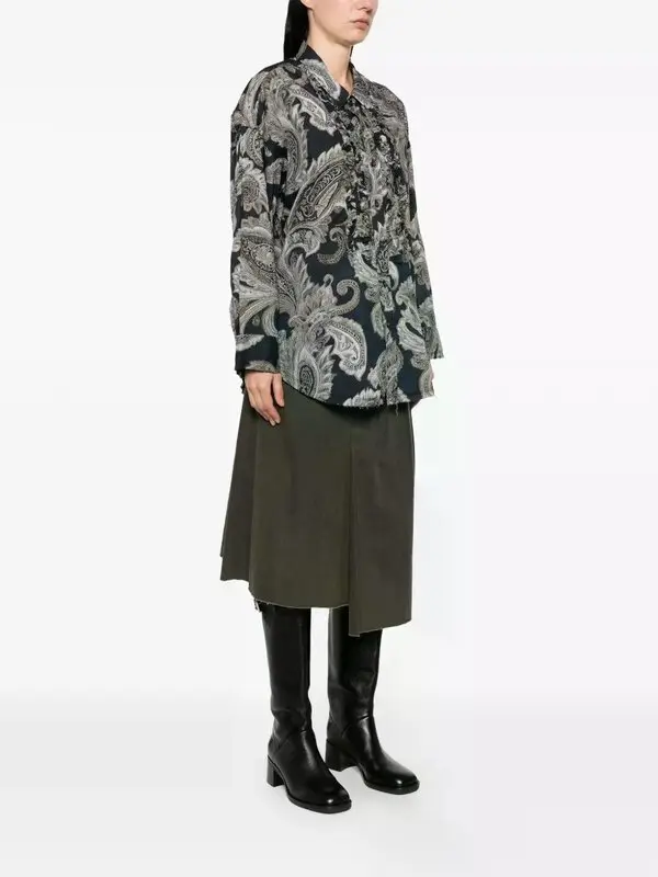 R13 Ruffled Paisley-print Shirt