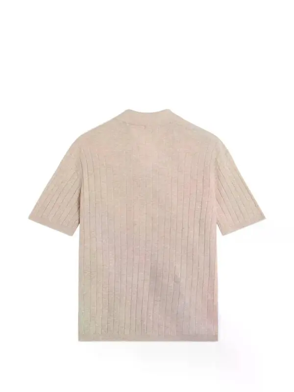 Maison Kitsuné Embroidered Ribbed Polo Shirt - Neutrals