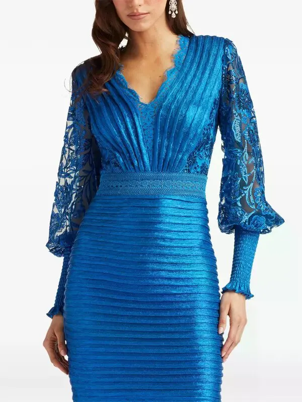 Tadashi Shoji Lovell Pleated Lace Dress - Blue | Editorialist