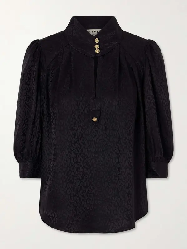 Maison Mayle Silk-satin Jacquard Blouse