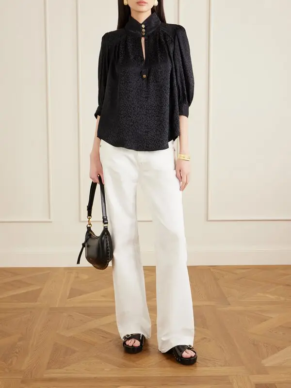 Maison Mayle Silk-satin Jacquard Blouse