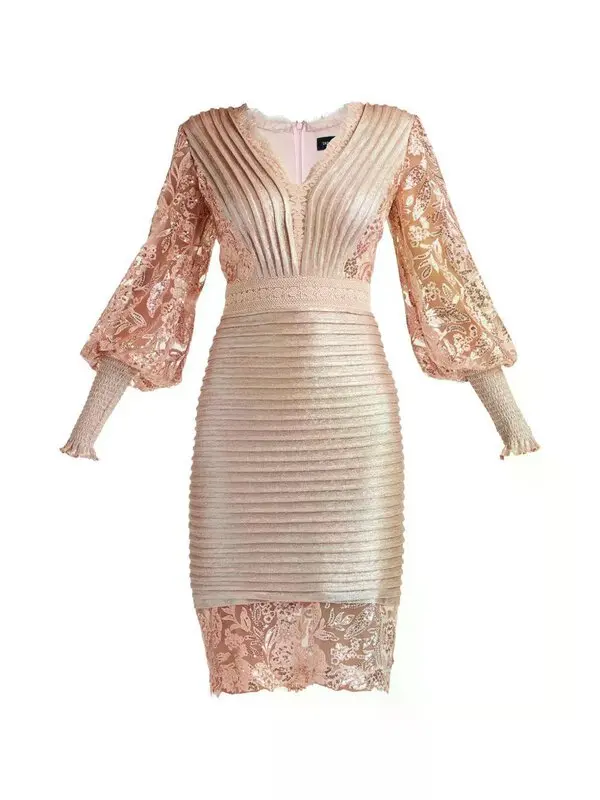 Tadashi Shoji Lovell Lace Bishop Sleeve Dress - Pink