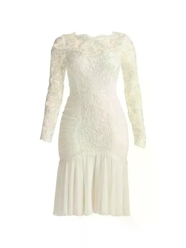 Tadashi Shoji Novara Lace Long-sleeved Dress - White