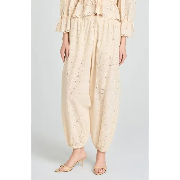 WAYF Jasmine Eyelet Embroidered Cotton Balloon Pants