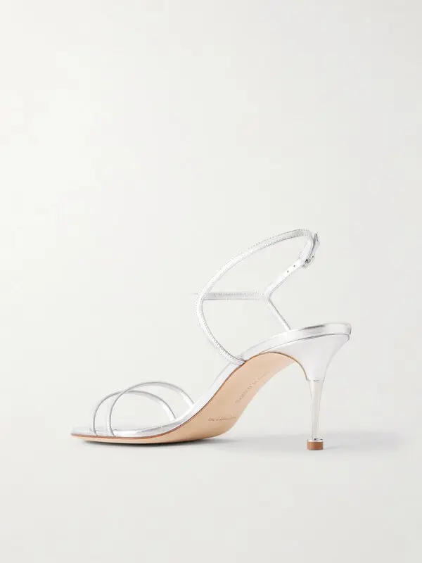Manolo Blahnik Ciagalo 70 Metallic Leather Sandals - Silver