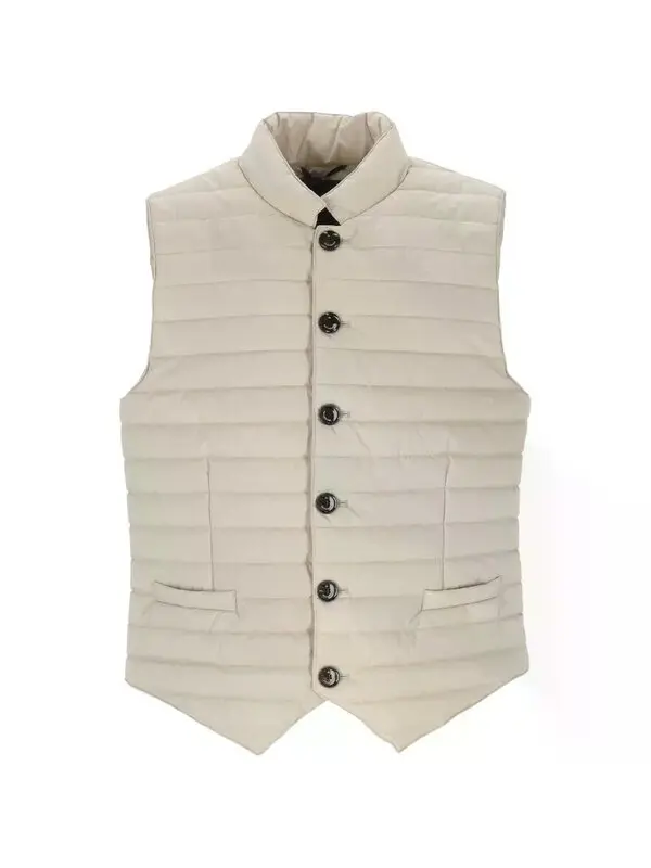 ON THE BUND Padded Button Vest - Grey