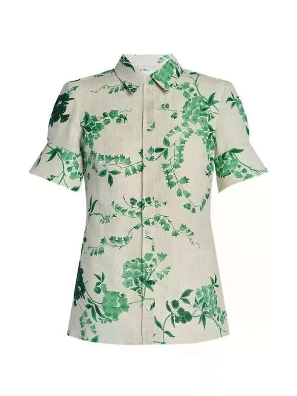 Erdem Short-sleeve Floral-print Shirt - Neutrals