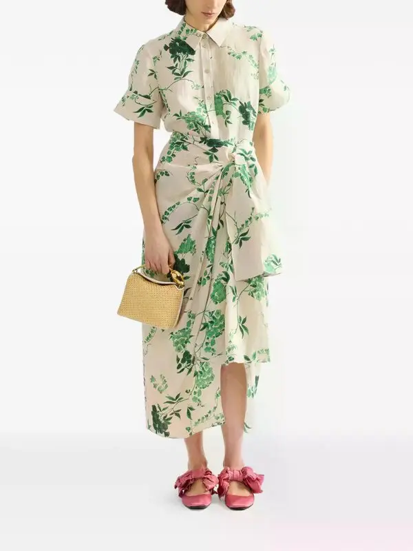 Erdem Short-sleeve Floral-print Shirt - Neutrals