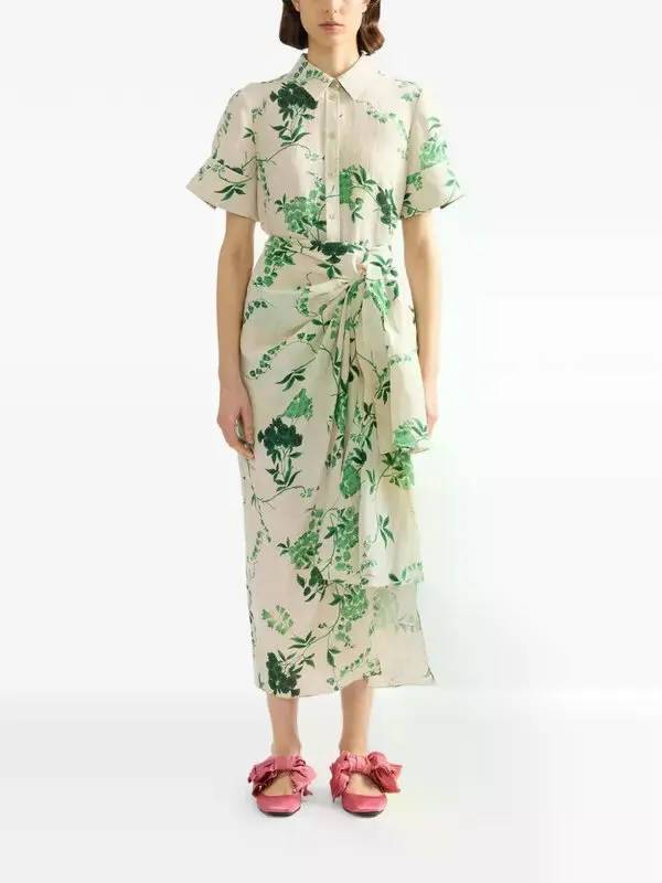Erdem Short-sleeve Floral-print Shirt - Neutrals