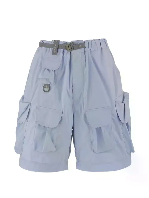 AND WANDER Belted Multi-pocket Shorts - Blue