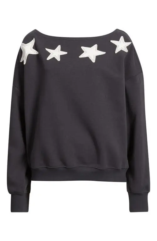 VINYL ICONS Star Appliqué Off-the-shoulder Sweatshirt