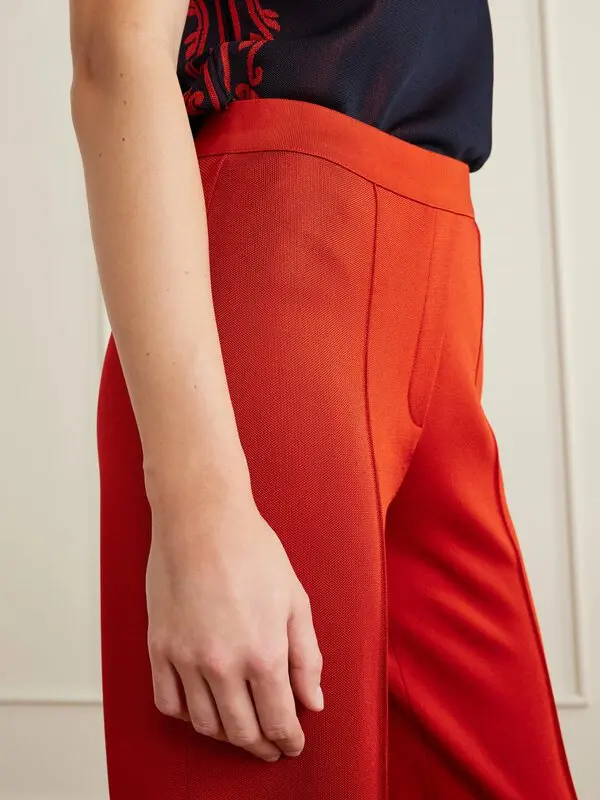 HIGH SPORT Evie Pleated Knitted Wide-leg Pants - Crimson