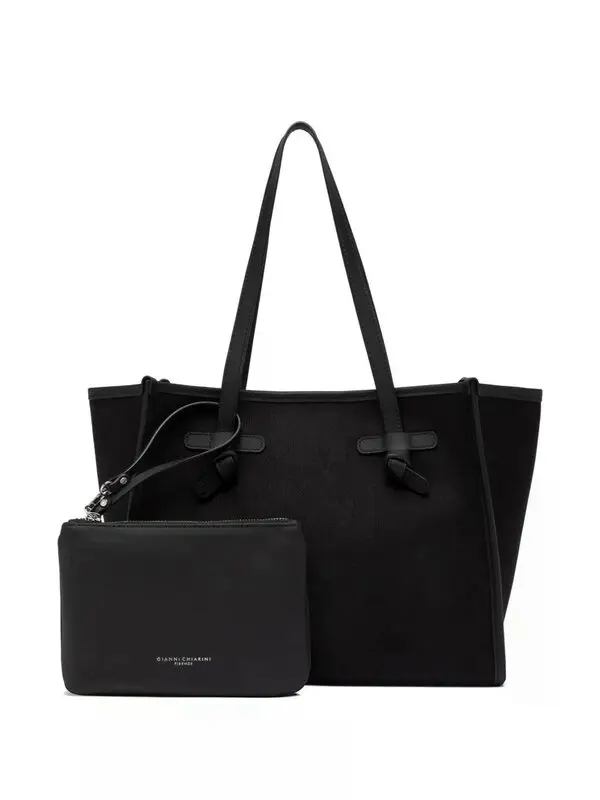 GIANNI CHIARINI Marcella Leather Trim Shopping Tote - Black