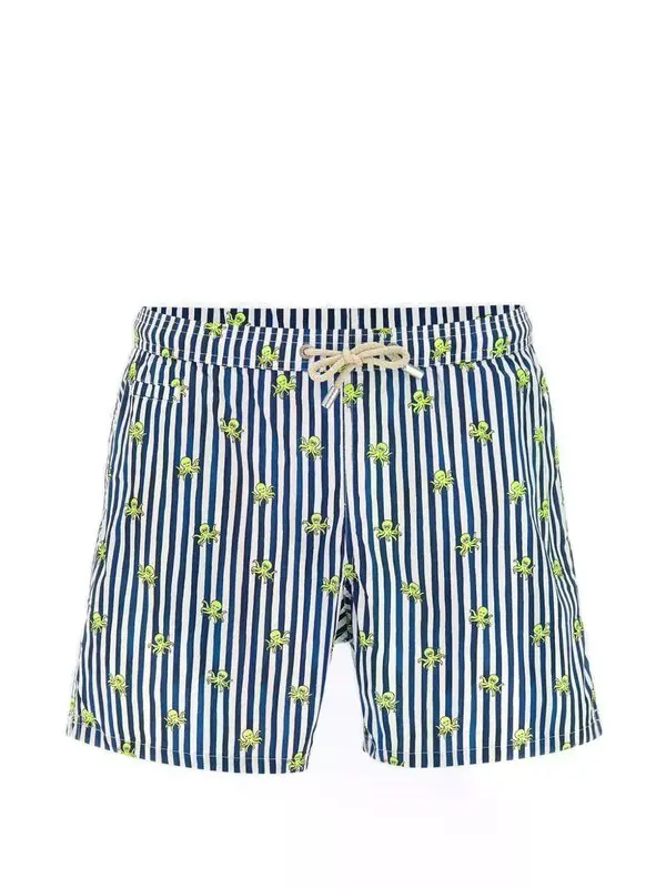 MC2 SAINT BARTH Striped Octopus-print Swim Shorts - Blue