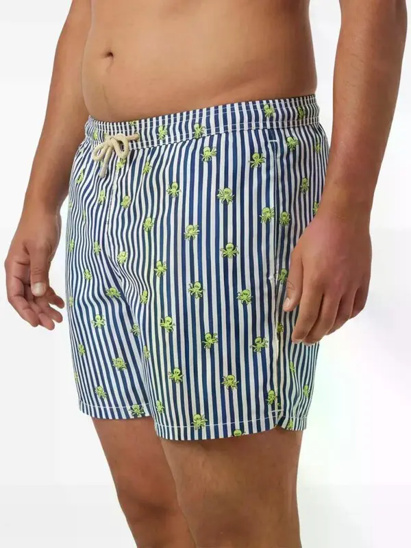 MC2 SAINT BARTH Striped Octopus-print Swim Shorts - Blue
