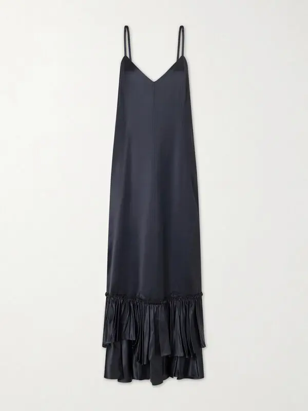 JIL SANDER Silk-blend Satin Maxi Dress - Black