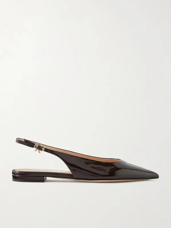 GIANVITO ROSSI Robbie Polished-leather Slingback Flats - Burgundy