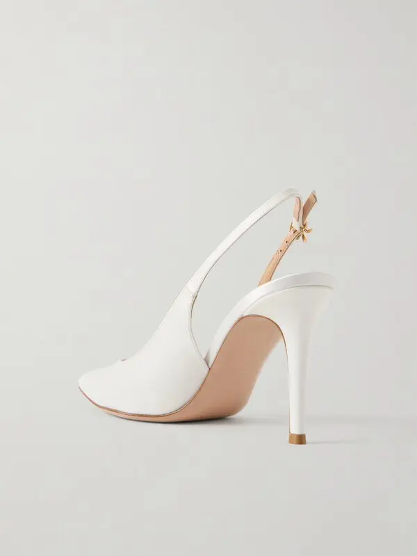 GIANVITO ROSSI Ribbon 85 Satin Slingback Pumps - White