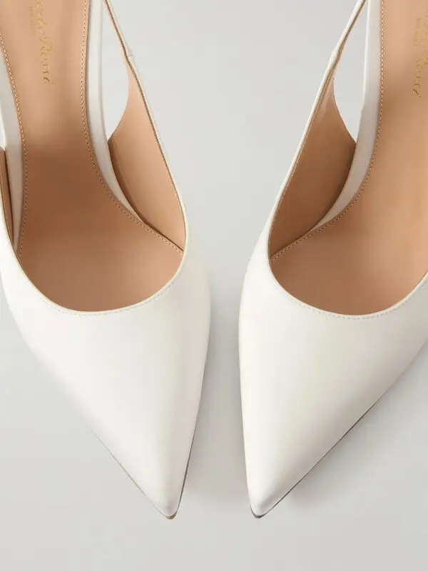 GIANVITO ROSSI Ribbon 85 Satin Slingback Pumps - White