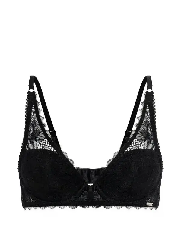 Emporio Armani Lace-detail Bra - Black