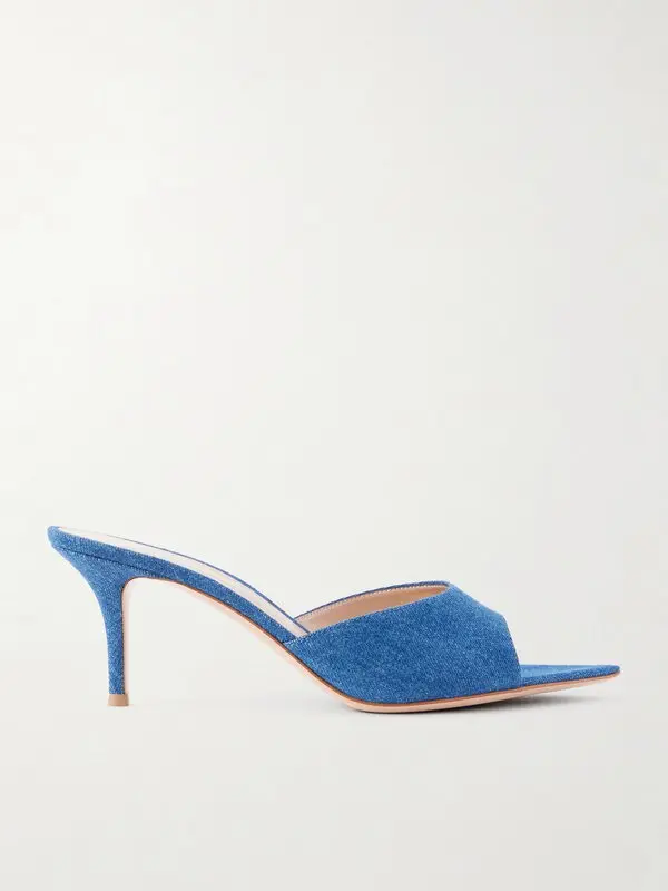 GIANVITO ROSSI Elle 70 Denim Sandals - Blue