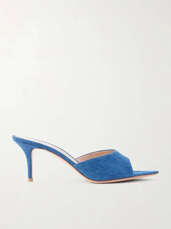 GIANVITO ROSSI Elle 70 Denim Sandals - Mid Denim