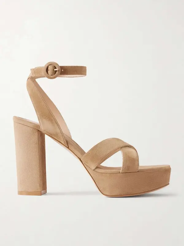GIANVITO ROSSI Sabrina Suede Sandals - Camel