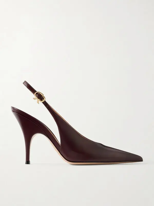 GIANVITO ROSSI Sofia 95 Leather Slingback Pumps - Burgundy