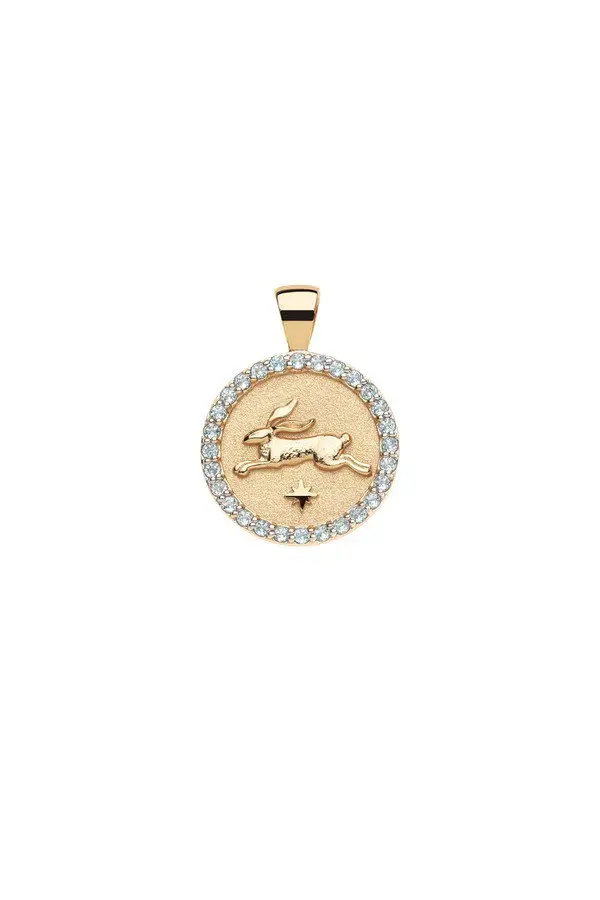 JANE WIN Lucky Rabbit Embellished Pendant Necklace - Gold