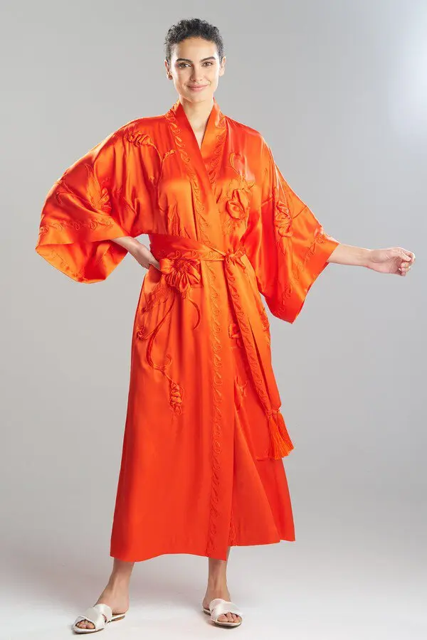 Natori Couture Mokuren Embroidered Silk Robe