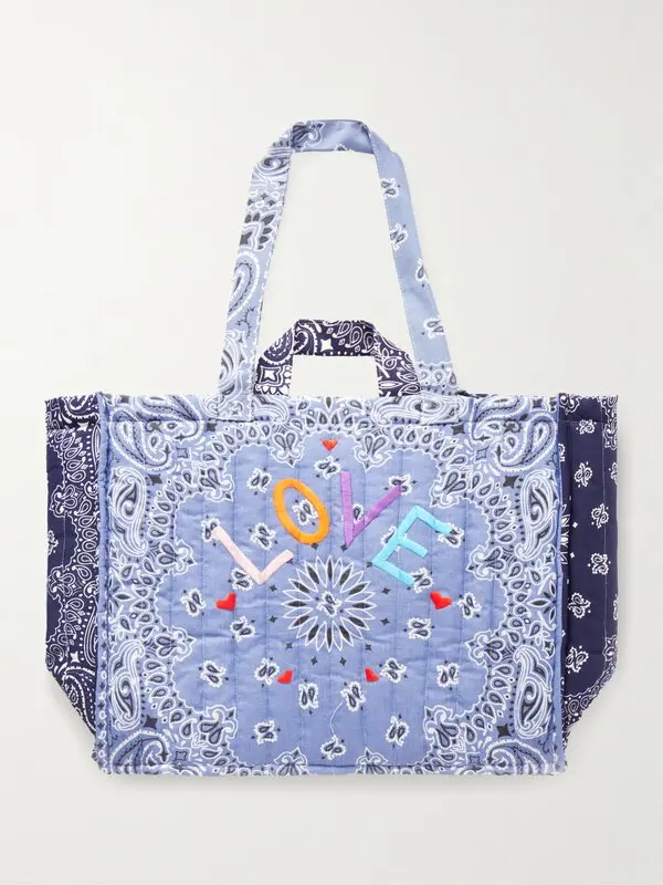 CALL IT BY YOUR NAME Cabas Maxi Embroidered Tote Bag - Blue