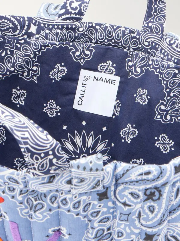 Call It By Your Name Cabas Maxi Embroidered Tote Bag - Blue