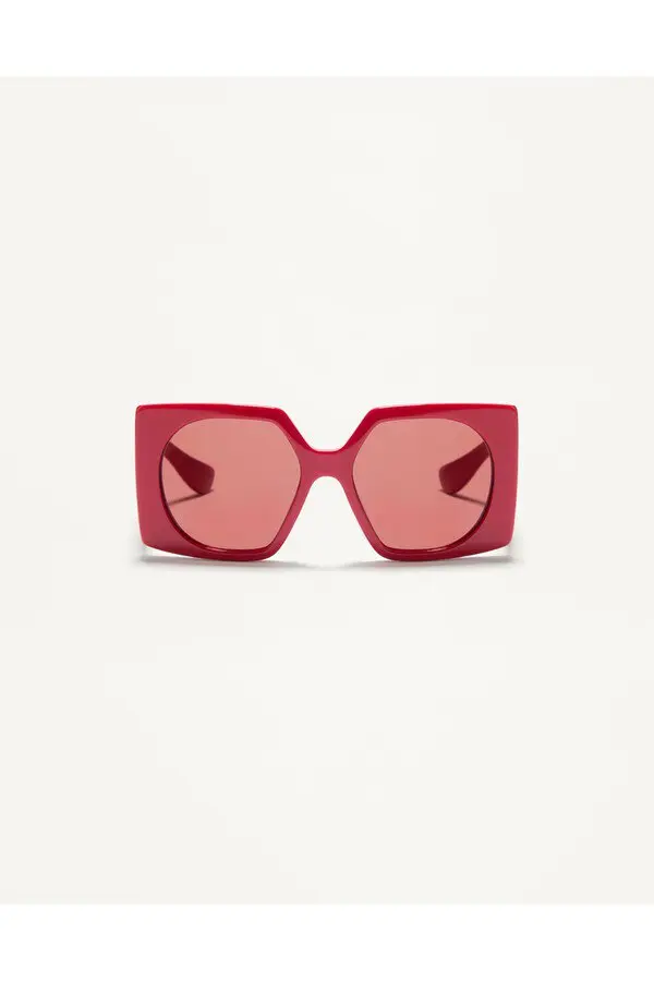 Valentino Garavani Rectangular Acetate Sunglasses - Red