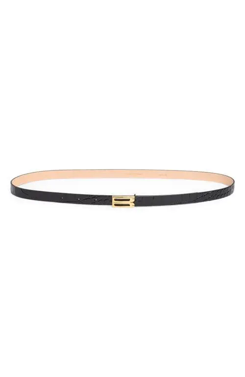 Victoria Beckham Dorian Croc Embossed Leather Belt - Black