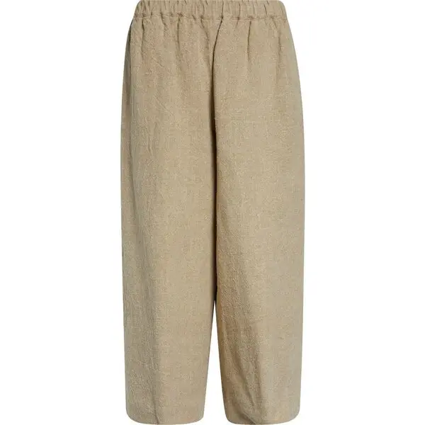 Comme Des Garçons Heavyweight Linen Canvas Crop Wide Leg Pants - Ecru