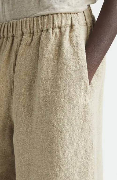 Comme Des Garçons Heavyweight Linen Canvas Crop Wide Leg Pants - Ecru