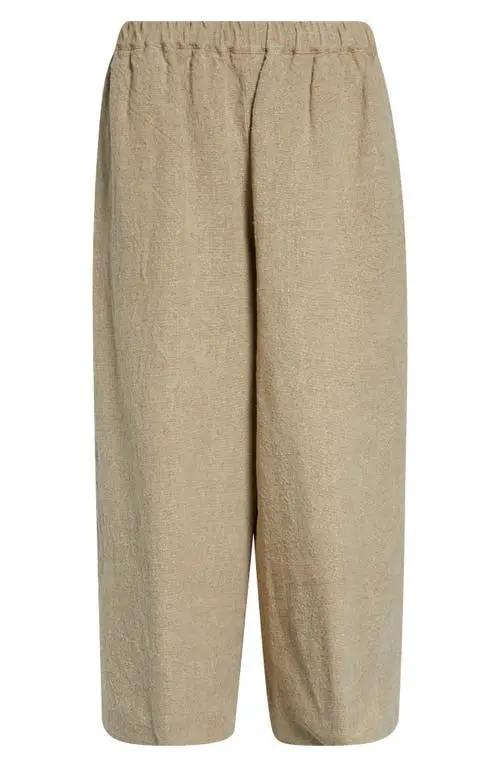 Comme Des Garçons Heavyweight Linen Canvas Crop Wide Leg Pants - Ecru