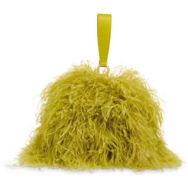 FERRAGAMO Mini Double Gancini Feather Clutch - 001 Antique Yellow