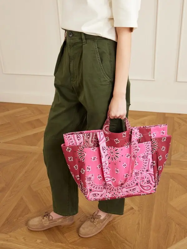 Call It By Your Name Picnic Bandana-Print Cotton Tote - Pink