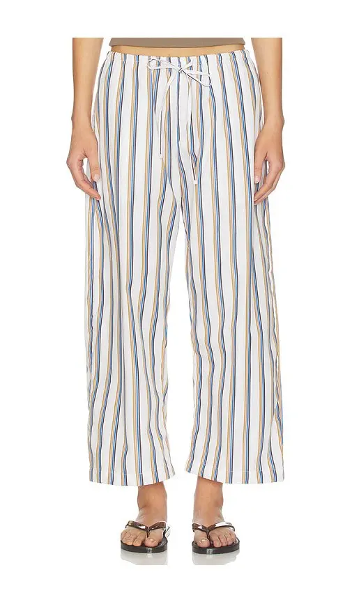 LESET Yoshi Stripe Crop Drawstring Pant - Parch  Choco & Leset Blue Stripe