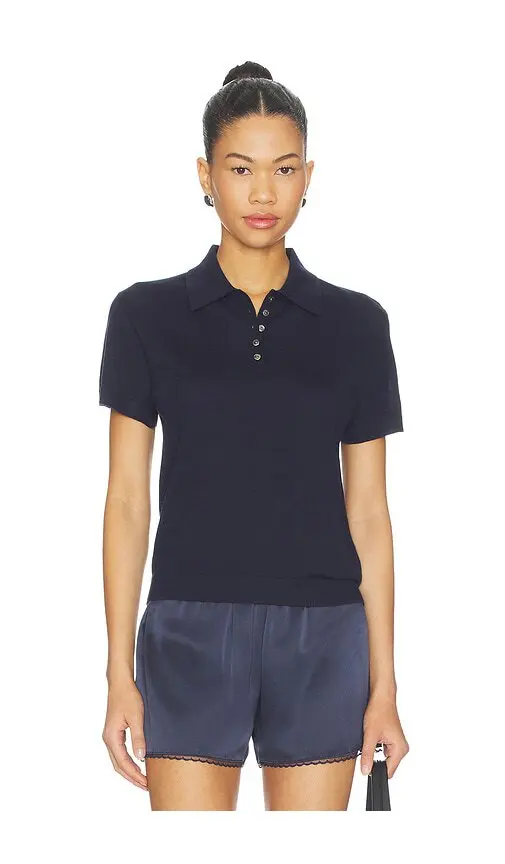 LESET James Short Sleeve Polo In Navy - Midnight