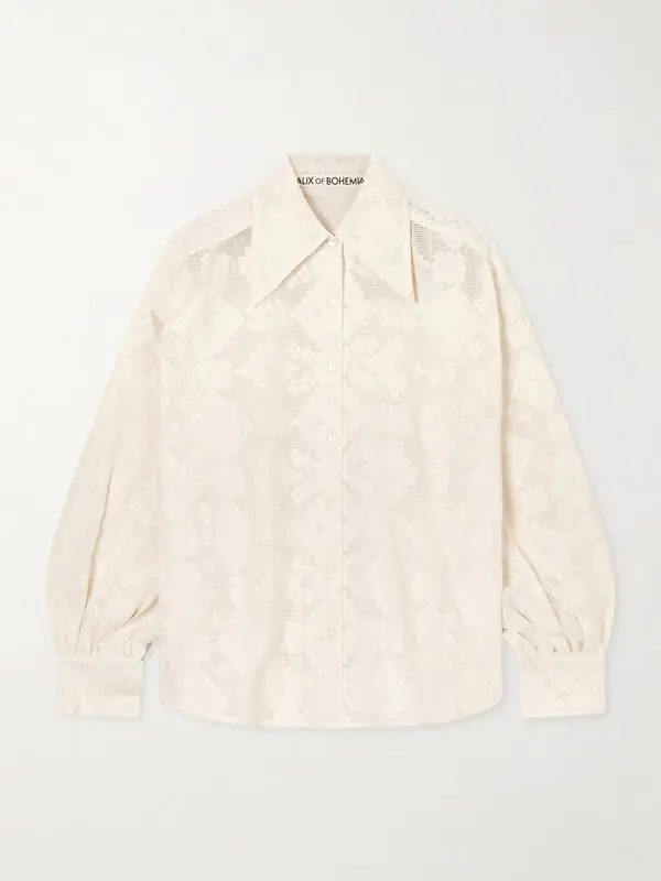 Alix Of Bohemia Margot Tetris Cotton-lace Shirt - Off-white