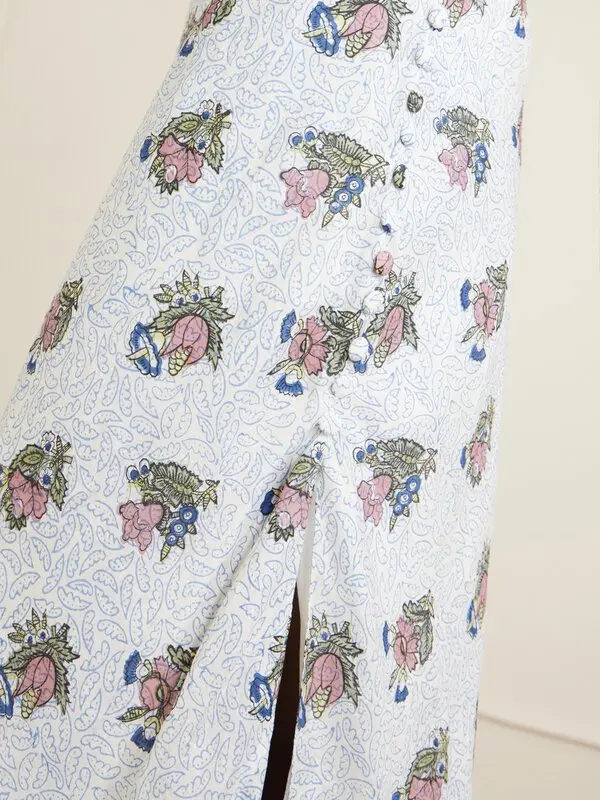 Alix Of Bohemia Adele Mist Quatre Floral Silk Midi Dress - Neutrals