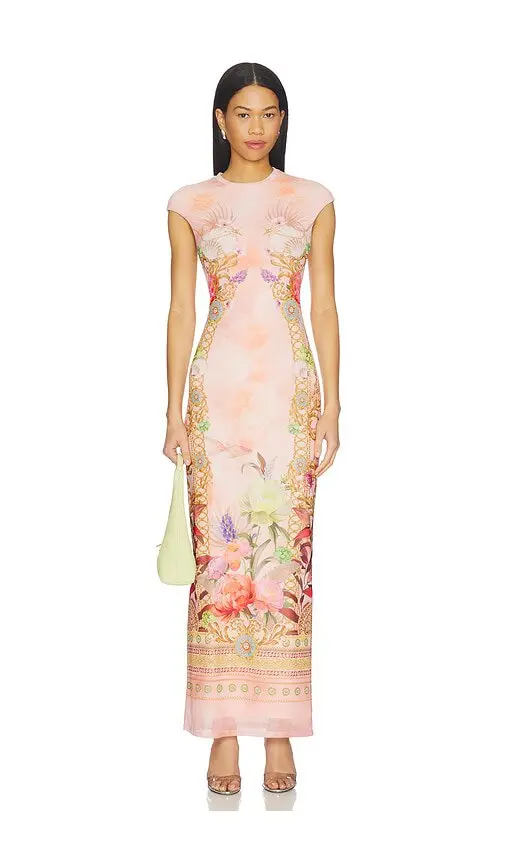 AFRM Floral Print Mesh Maxi Dress - Shell Scene