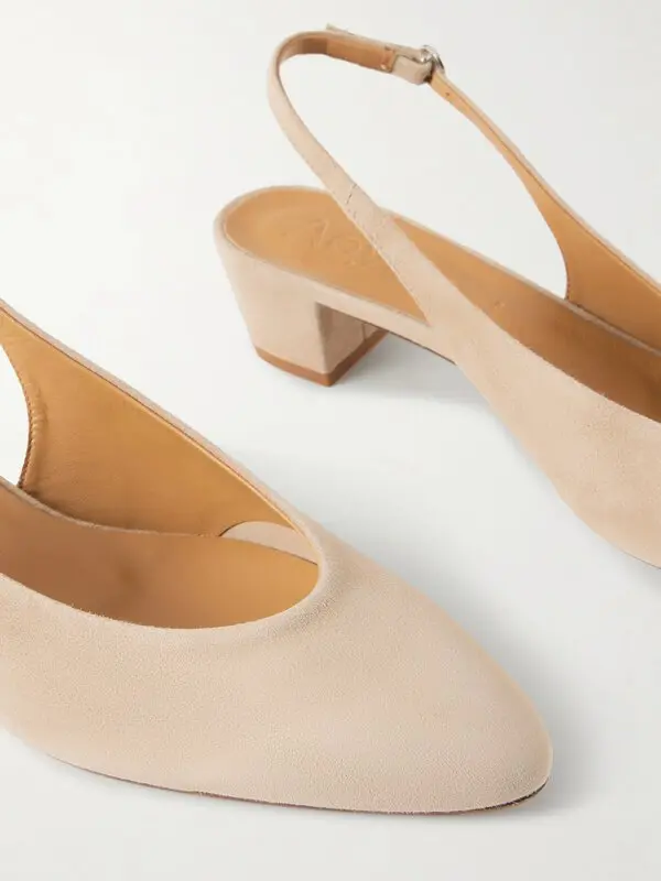 AeydĒ Celeste Suede Slingback Pumps - Neutrals