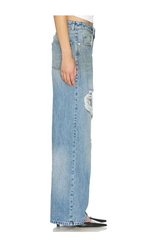 AREA Crystal Fray Relaxed Jean - Medium Blue
