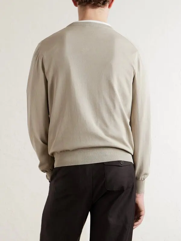 Canali Cotton Crew Neck Sweater - Neutrals